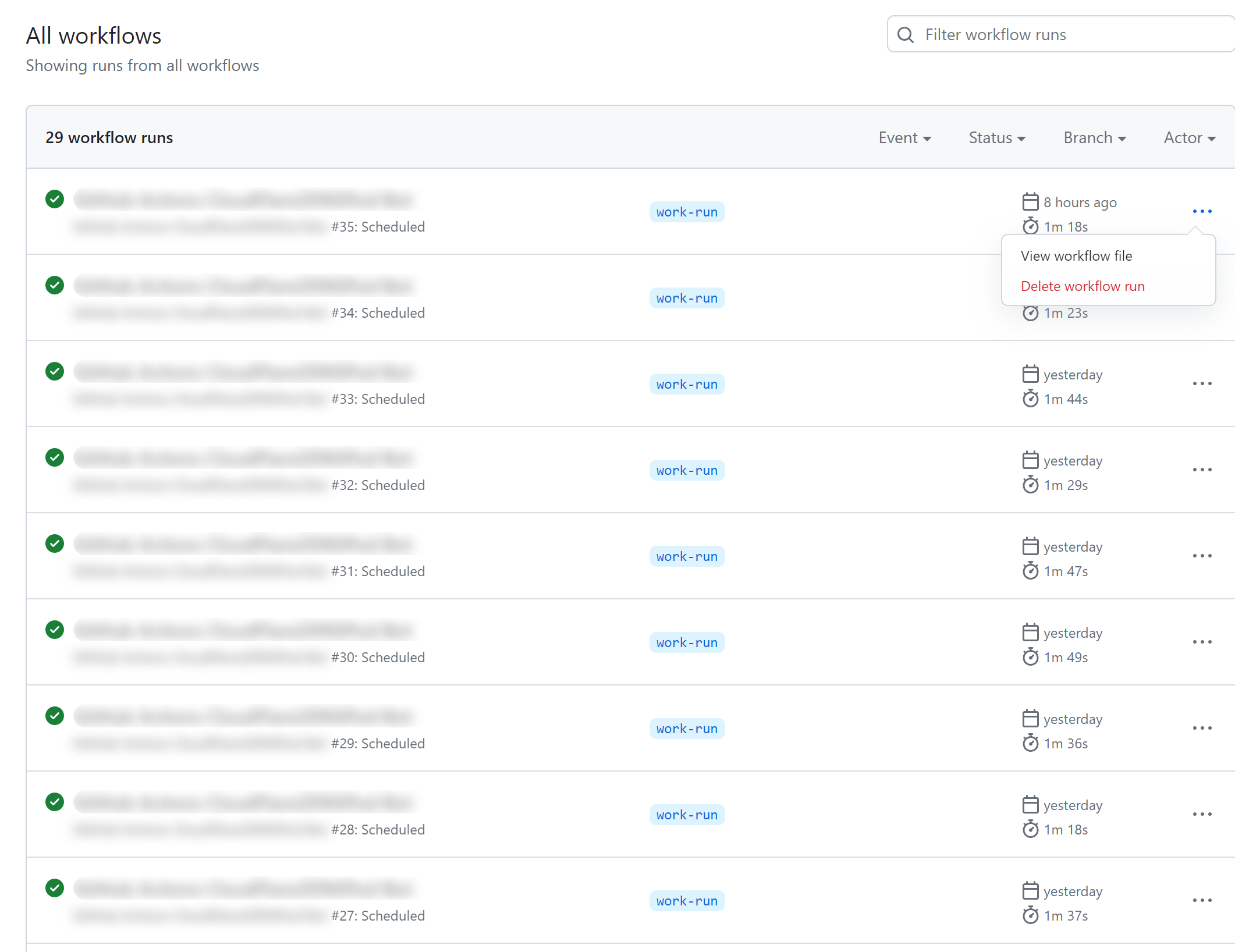 Github Workflows记录如何批量删除